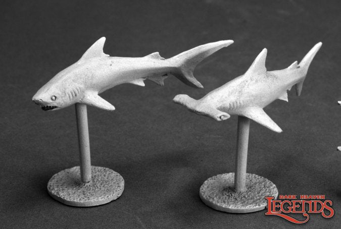 Reaper 03622 Sharks (2) (metal) – Two Fairies and A Dwarf Adventuring Guild