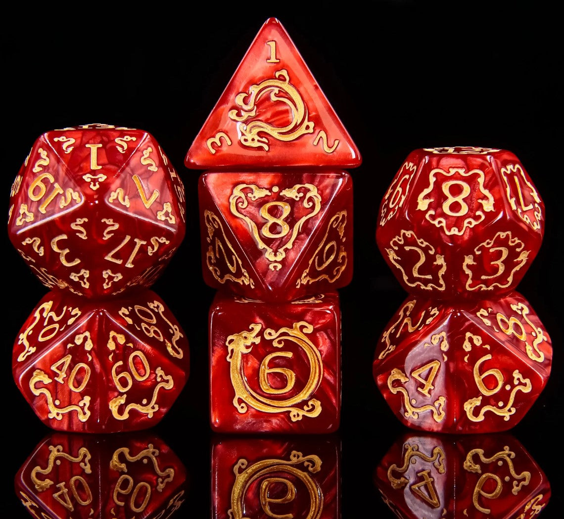 SkullSplitter Red Dragon Dice – Two Fairies and A Dwarf Adventuring Guild